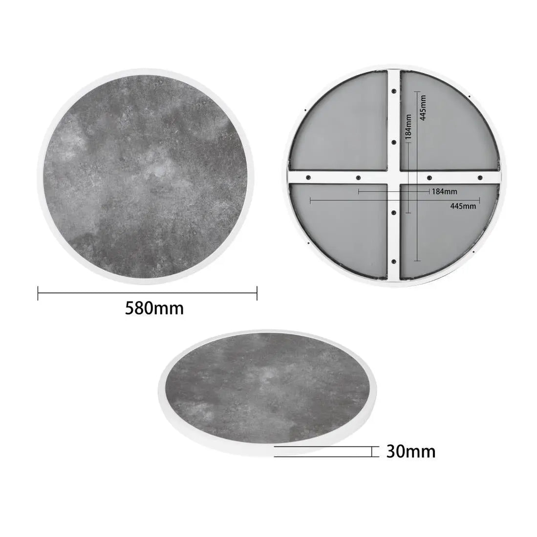 Bolero Fibre Glass Round Table Top Dark Stone Effect 580mm | Simply ...